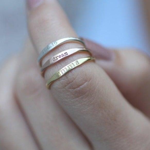 Personalized Name Ring - Name Plate Ring Gold, Promise Ring with Names ...