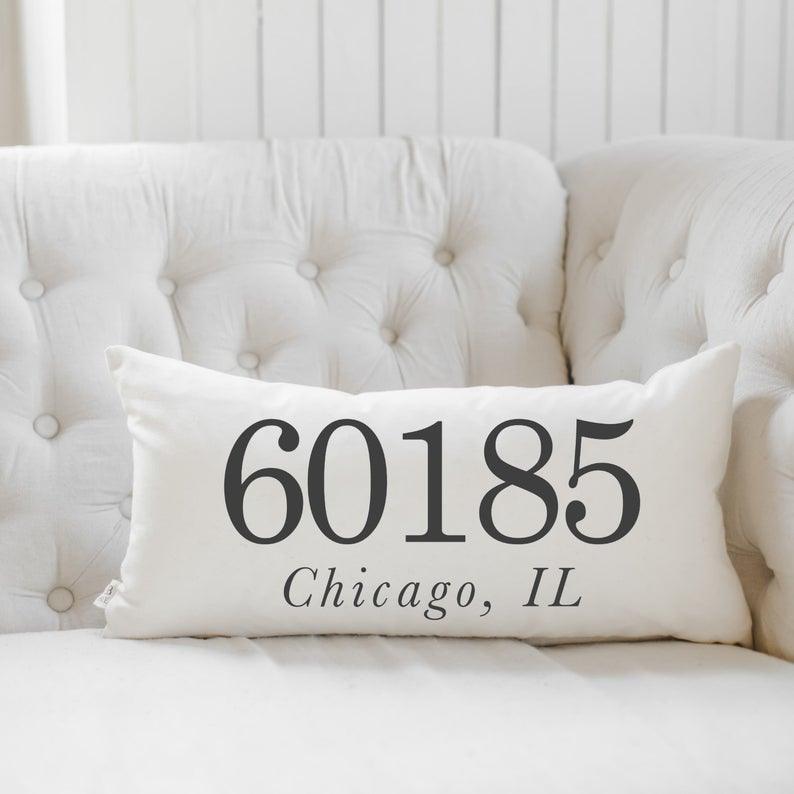zip code pillow | pillows with zip codes – Cushy Pups